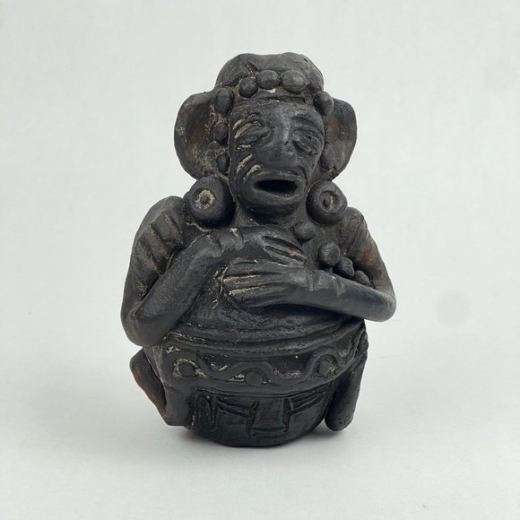 Accents | Vintage Clay Inca Mayan Pottery Incense Burner Painted Black ...